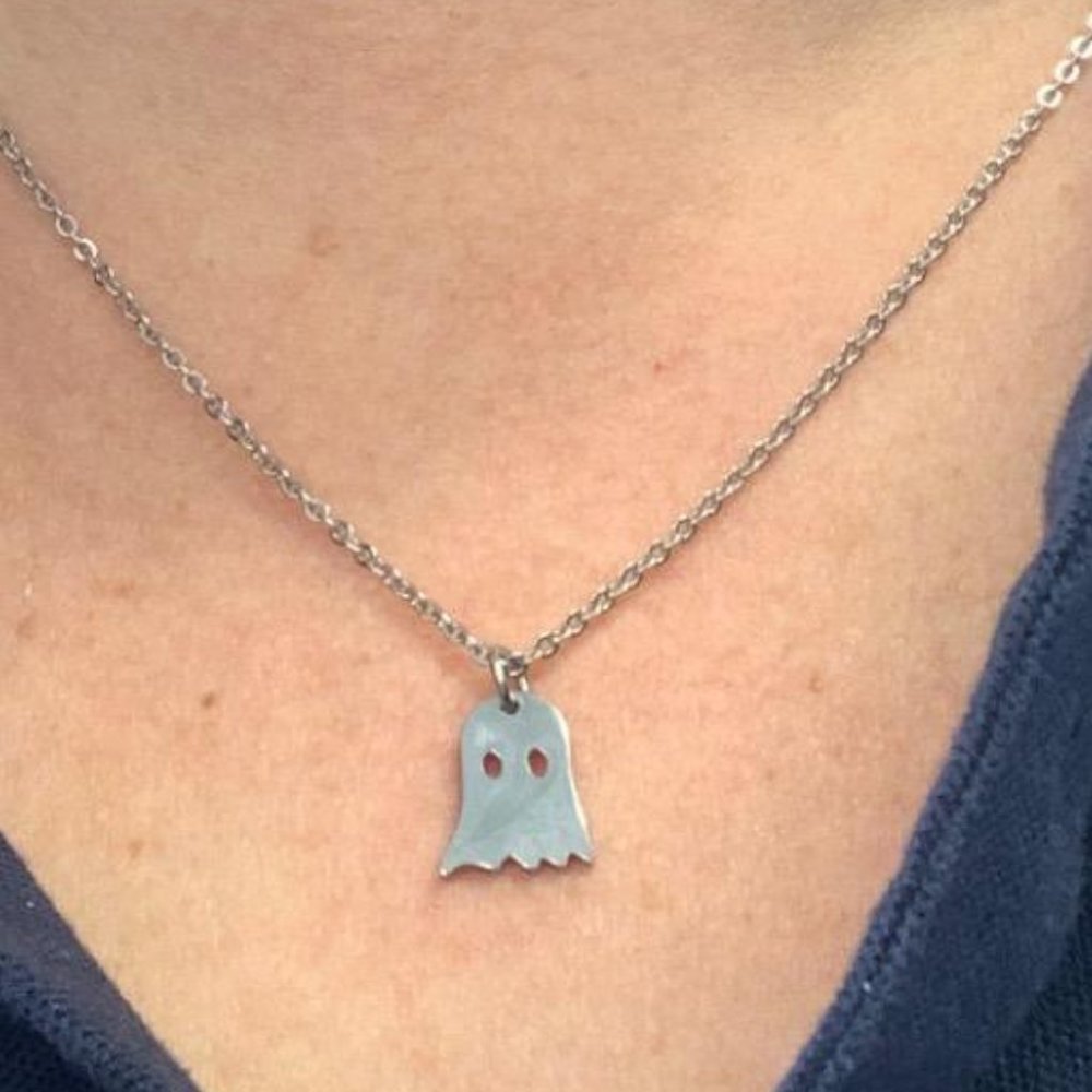 Halloween Spooky Ghost Stainless Steel Necklace - Gem